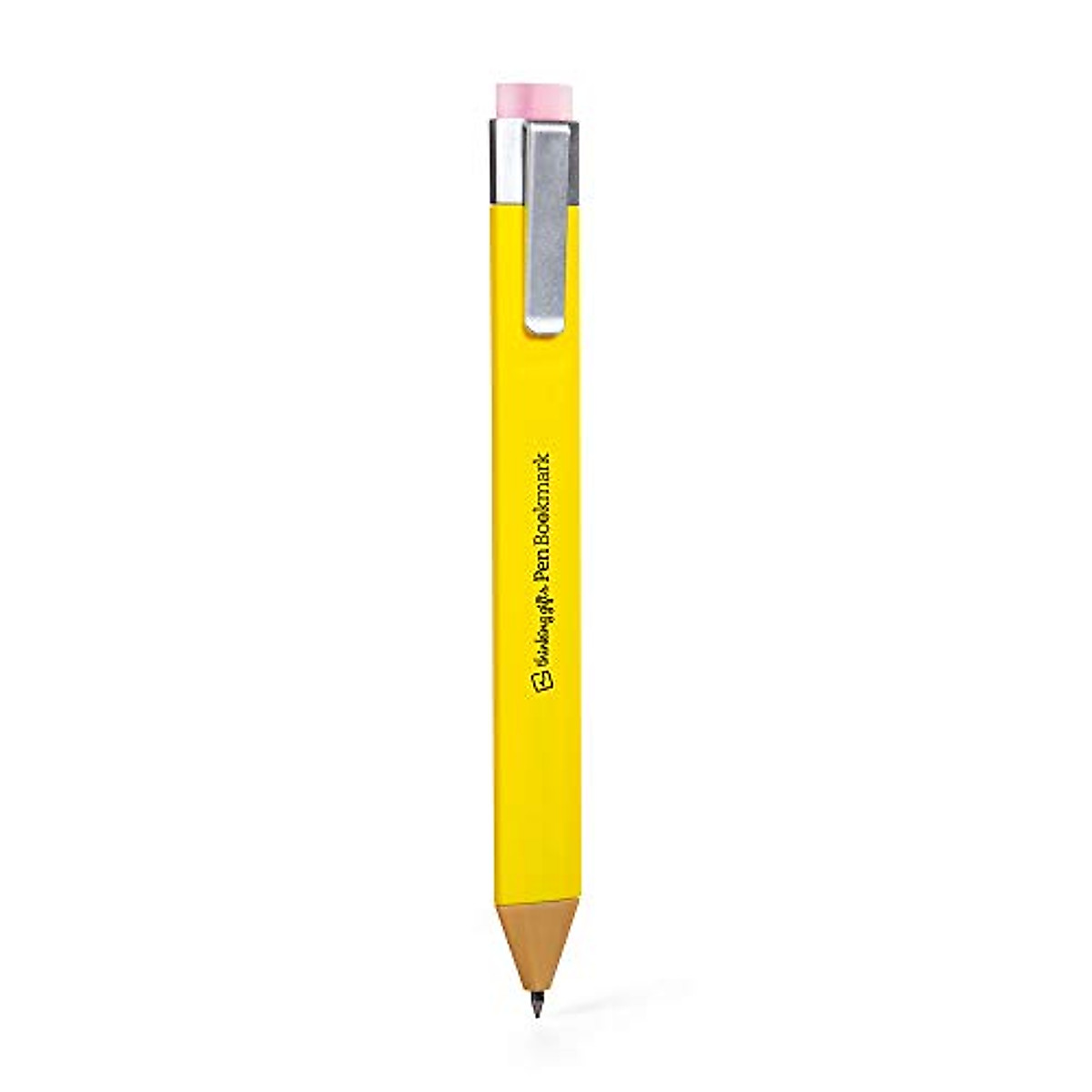 New Pen Bookmark with Refills | Erasable Ballpoint Gel Pen and Bookmark 3-in-1 | Ink Novelty Pen with Eraser | Page Marker | Book Marker | Page Holder Clip | Gift for Reader and Writer (Yellow)
