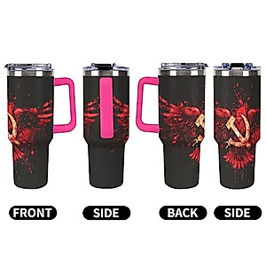 Russia Hammer Flags Hook Ussr Sickle 40 Oz Tumbler Insulated Stainless Steel Water Bottle Travel Mug Car Cup with Handle And Straw