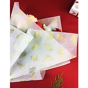 Bzumoot 50 Sheets Tissue Paper for Gift Bags 20 * 28 inches Gift Wrapping Paper for Gift Bags Gold Leaf Wrapping Gift Paper for Christmas Birthday Party Wedding Holiday Decorations DIY Craft