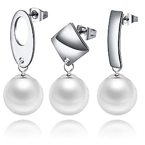 Aylifu 30pcs Stud Earring Findings Earring Post with Loop and 30pcs Stainless Steel Earring Backs for Jewellery Making,Silver,3 Styles