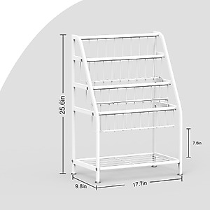 Azheruol Kids Bookshelf Freestanding for Children Room 18 Inches Small White Metal Bookcase Large Capacity Books Toys Organizer Stable 5 Tiers Kids Book Rack for Playroom Bookstore Library