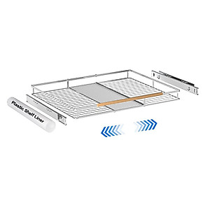 MIYUPTC Large Pull Out Kitchen Cabinet Organizer, 22.7''-39.8''W x 22''D, Heavy Duty Slide Out Pantry Shelves Sliding Drawer Storage for Kitchen, Under Sink, Bathroom, Wardrobe, Steel Metal