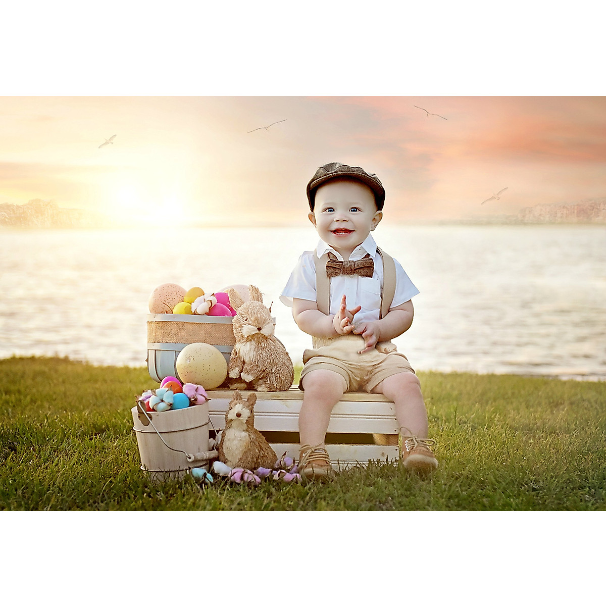 Born to Love Baby Boys Hat Tweed Page Driver Cap, Beige, 12-18 Months