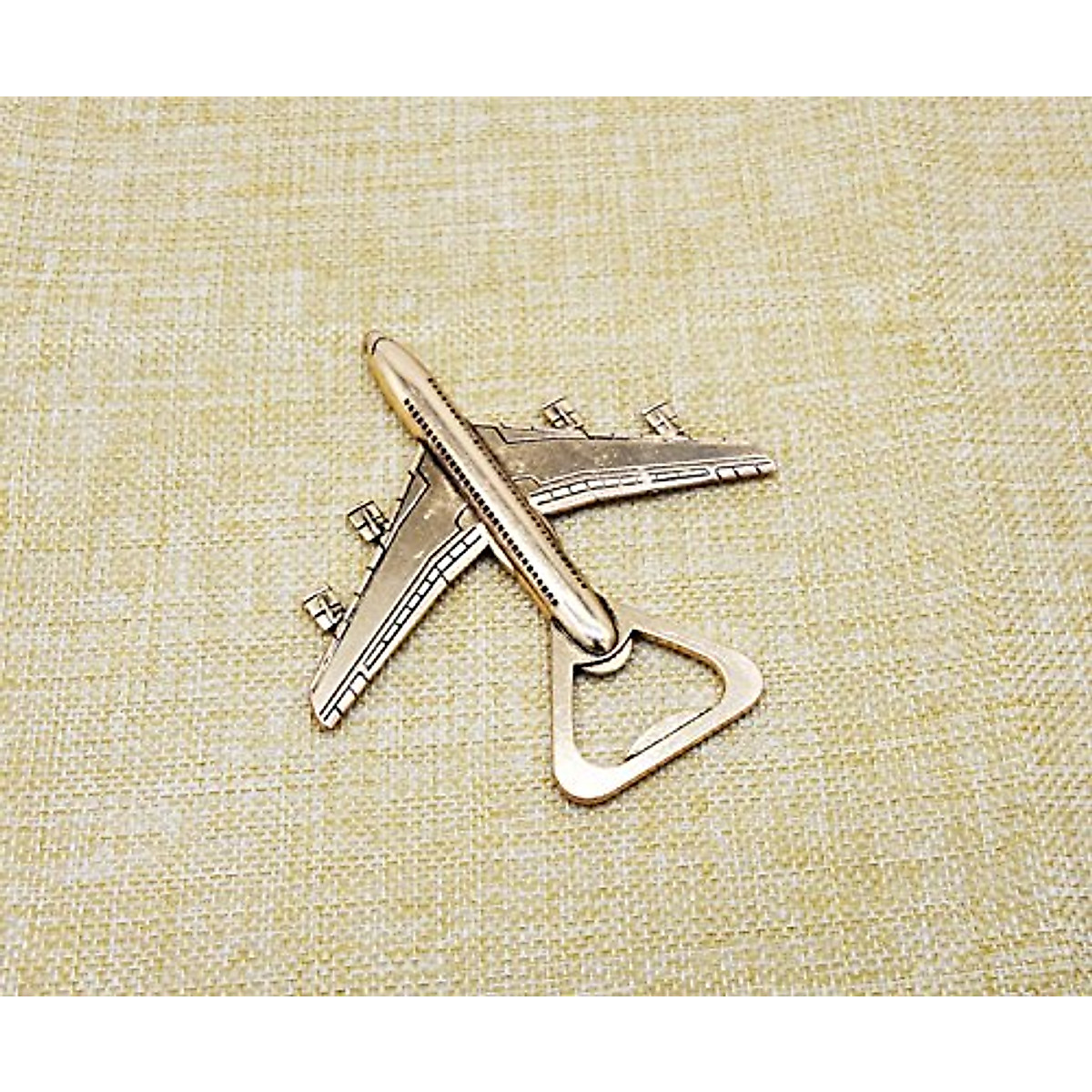 Youkwer 20 PCS Skeleton Airplane Bottle Opener with “OUR ADVENTURE BEGINS”Exquisite Packaging for Wedding Party Favors & Decorations (Dark Gold)