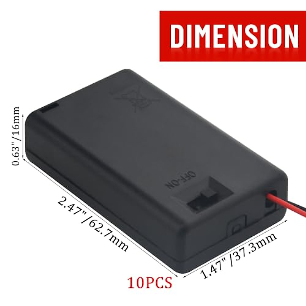 WMYCONGCONG 10 PCS 3 AAA 4.5V Battery Holder with Switch 3X 1.5V AAA Battery Holder with Leads