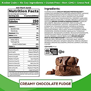 Orgain Organic Nutritional Shake, Creamy Chocolate Fudge - Meal Replacement, 16g Grass Fed Whey Protein, 20 Vitamins & Minerals, Gluten & Soy Free, Kosher, Non-GMO, 11 Fl Oz (Pack of 12)