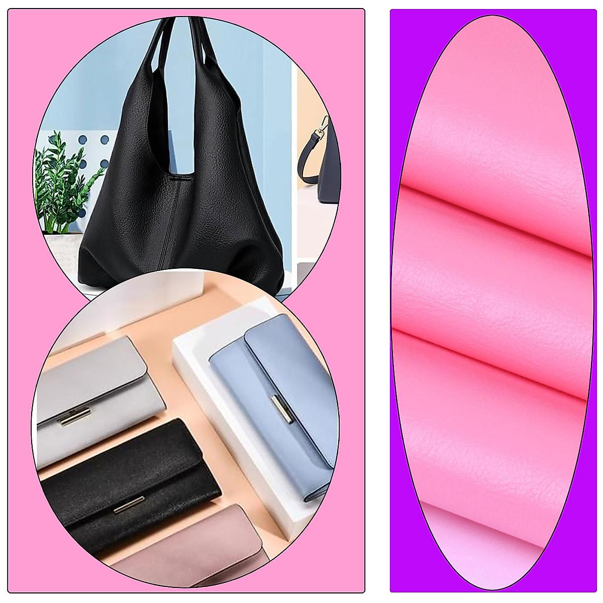 Smooth Solid Color Black Faux Leather Sheets Roll 12"X53" (30cmX135cm),Very Suitable for Making Crafts, Leather Earrings, Bows,Sewing(Black)