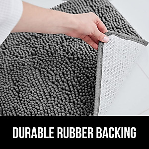 Gorilla Grip Bath Rug and Area Rug Set, Bath Rug Size 30 x 20 in, Shaggy Machine Washable Mats, Area Rug Set Size 22 x 19 x 15 in and 30x20, Absorbent Washable Mats, Both in Gray, 2 Item Bundle