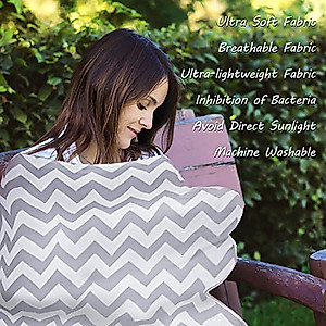 Entyle Baby Car Seat Covers - Car Seat Canopy for Boys Girls, Stretchy Breathable Nursing Breastfeeding Covers, Multifunctional Newborn Nursing Scarf, Infant Stroller/Shopping Cart Cover (Grey Ripple)