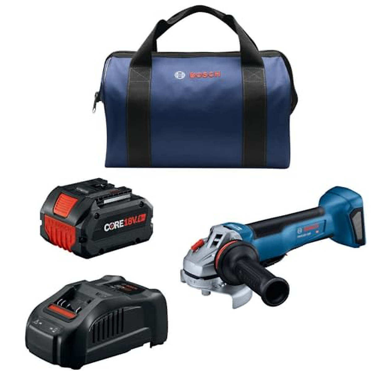 BOSCH GWS18V-10PB14 18V Brushless 4-1/2 – 5 In. Angle Grinder Kit with Paddle Switch and (1) CORE18V® 8 Ah High Power Battery
