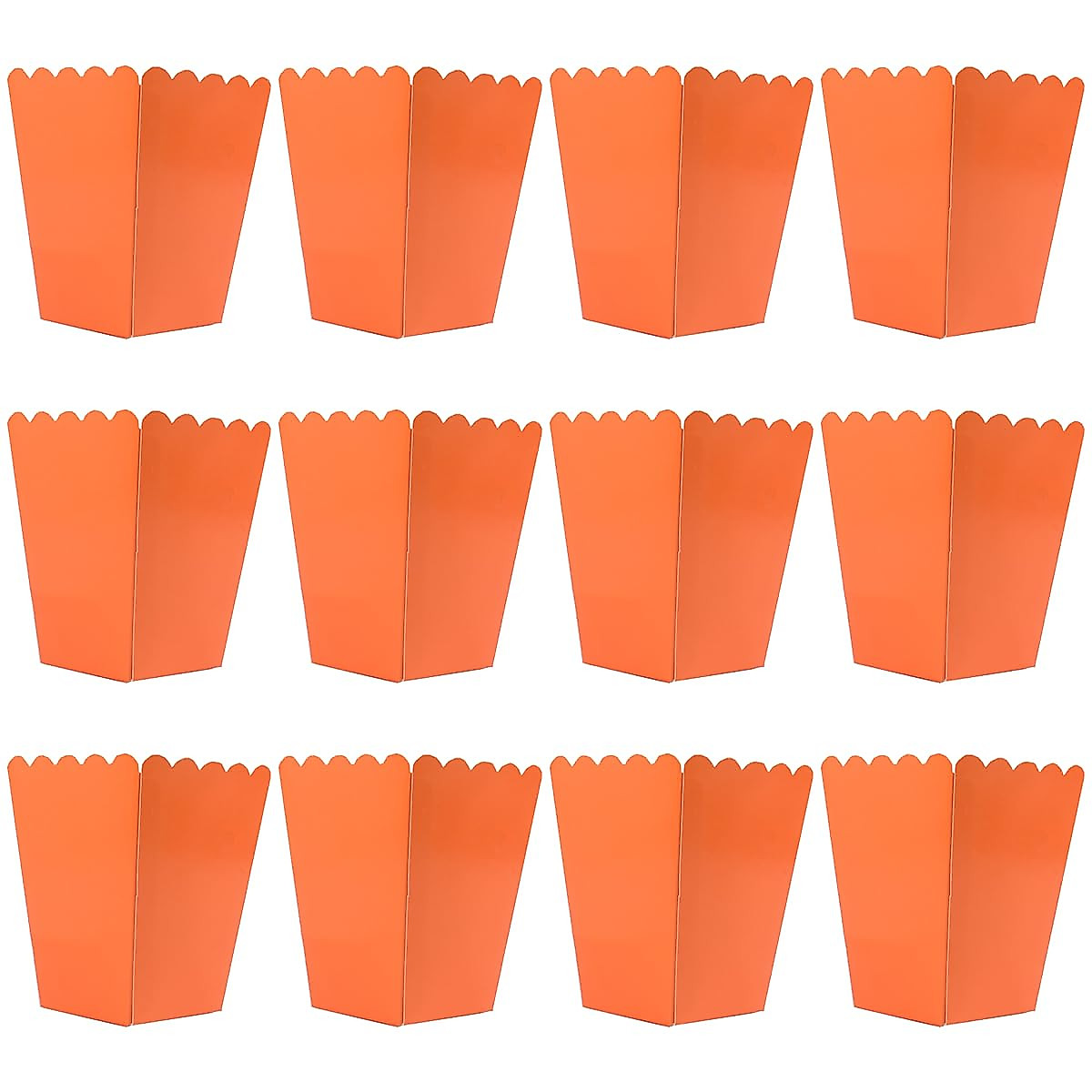 Gumney 12 Pcs Disposable Popcorn Boxes, Kraft Paper Popcorn Box Classic Open-top Popcorn Container for Movie Theater Carnival Birthday Party Supplies,Orange-XS