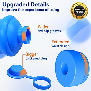 Gofriipai 3 and 5 Gallon Water Jug Cap, Silicone Reusable Replacement Cap, Non Spill Bottle Caps for 55mm Bottle Water Dispenser Caps - Pack of 5