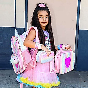 mibasies Girls Pencil Case for Kids, Pencil Pouch Boys Soft Rainbow Pen Box (Pink Blue Rainbow)