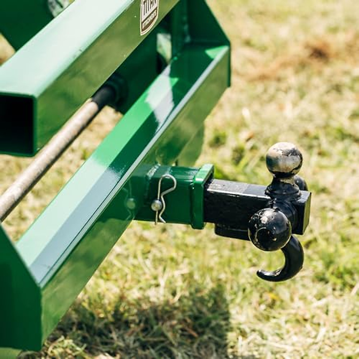 Titan Attachments Receiver Mount Plate Fits Front Loader Hook and Pin Connection, 2" Receiver Hitch, 3000 LB Weight Capacity, Green Finish Steel Mount Plate Adapter