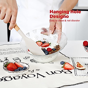 NCUE Kitchen Utensils Set, Large Non-stick Silicone Cooking Utensils Set 6 Pcs, Wooden Handle Heat Resistance Silicone Spatula Soup Ladle Pasta Server Kitchen Gadgets Utensils Set BPA Free (Khaki)