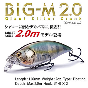 Megabass Big M 2.0 Giant Crank 126 mm Floating Lure GG Wild Gill BM (6142)