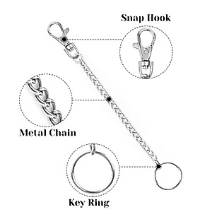 anezus 2Pcs Chain Belt Set, Wallet Chain, Pants Chain, Pocket Chain with Keyring for Pants Belt Jeans Wallets and keys (16” & 20”)