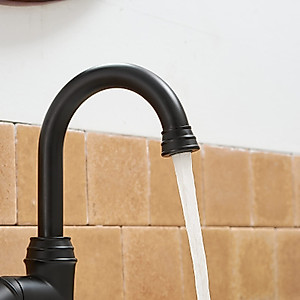 BWE Bathroom Sink Faucet 1 Hole Single Handle Brushed Nickel Bar Sink Faucet Swivel Spout with Pop Up Drain with Overflow and Supply Line Small RV Kitchen Faucet Mixer Tap