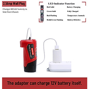 【Multi-Function】 CaliHutt 12V USB Power Charger Adapter Replacement for Milwaukee m12 12V Battery Adapter Milwaukee Heated Jacket 49-24-2310 48-59-1201 Compatible with 48-11-2420 48-11-2411 48-11-2401