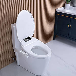 WLJBIDET Bidet Toilet Seat Round, Electronic Heated Toilet Seat with Warm Water Rear and Front Wash, Adjustable Warm Air Dryer, Self-Cleaning Stainless Steel Nozzle, Slow Closed Toilet Seat