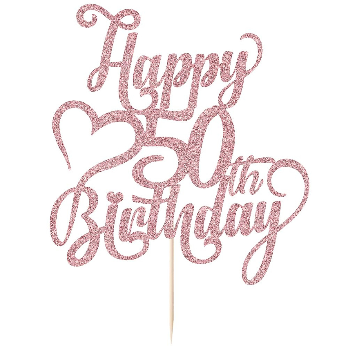 AROKIPPRY rose gold Glitter Happy 50th Birthday Cake Topper - 50 Anniversary/Birthday - Hello 50, Cheers to 50 Years,50 & Fabulous Cake Topper Party Decoration