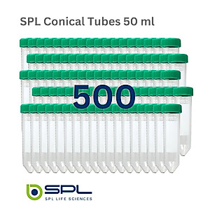 SPL 50ml Conical Centrifuge Tube Polypropylene Screw Cap, Sterile Non - pyrogenic, Non - cytotoxic, DNase/RNase - Free, Resealable Bags (500 Tubes)