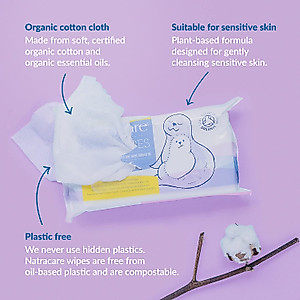 Natracare Organic Cotton Baby Wipes With Essential Oils of Chamomile, Apricot and Sweet Almond Oil (1 Pack, 50 Wipes Total)