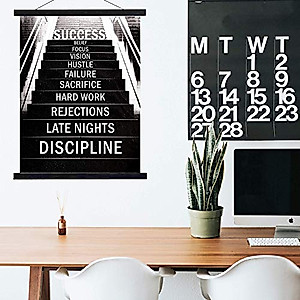 Motivational Wall Art Decor with Hanger - Inspirational Growth Positive Mindset Quotes - Office Decor Artwork Inspiring Success Affirmations - Money Hustle Pictures (Success Stairs) | 12''x16''