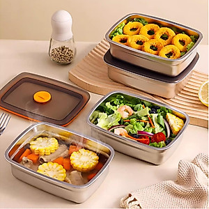 TRBIDRBO 2 PCSFood Storage Containers with Lids Airtight (2 Containers & 2 Lids), Leak proof Storage Box Meat Container for Fridge Nestable Dishwasher Freezer Safe