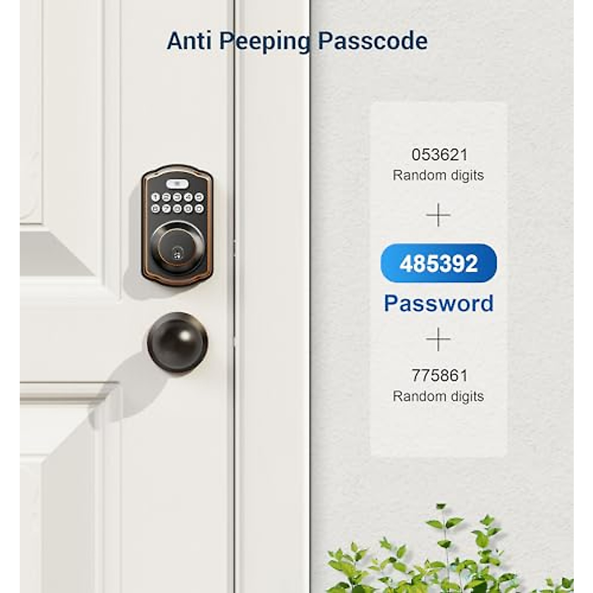 Veise Keyless Entry Door Lock with 2 Door Knobs - Keypad Door Lock with Handle, Front Door Lock Set, Electronic Keypad Deadbolt Smart Lock, Auto Lock, Easy Installation, Oil-Rubbed Bronze