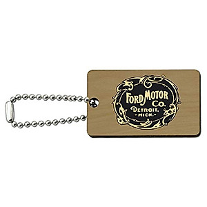 GRAPHICS & MORE Ford Motor Company Vintage Logo Wood Wooden Rectangle Keychain Key Ring