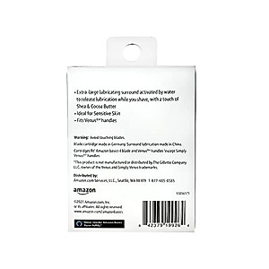 Amazon Basics Women's 4 Blade FITS Razor Refills for Women, FITS Amazon Basics FITS Handles and Venus Handles, Moisturizing Surround, 6 Refill Cartridges, 1 Pack of 6