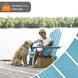 MXIMU Folding Adirondack Chair & Ottoman 4-Piece Set, Weather Resistant Plastic Chairs Adorondic Set for Area Seating Lifetime Wide Use in Backyard, Garden, Lawn, Porch