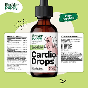 Cardio Drops for Dogs - Heart Health Supplement w/Hawthorn Berries and Motherwort Herb - Happy Pet Care w/Lavender Extract - Herbal Dog Food Supplements for Canine Wellbeing - 2 oz