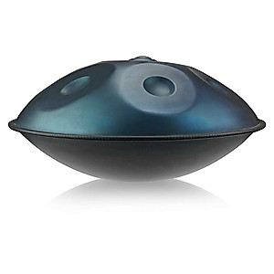"Lark Music" hand pan in D Minor 9 notes steel hand drum + Soft Hand Pan Bag (22.8" (58cm), Deep Blue (D Minor), Gift Idea