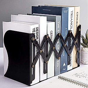 DARUITE Adjustable Bookends for Shelves Book Ends to Hold Books Bookends for Heavy Books Office Desk Book Organizer Non-Skid Bookend(Black x 1)