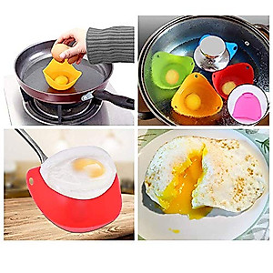 ZDK-C8 Egg Poacher with Flat Bottom Silicone Egg Poaching Cup Egg Pod Poached Egg Maker Silicone Egg Poachers Egg Cups for Soft Boiled Eggs for Microwave, Instant Pot, Cookware (6PCS)