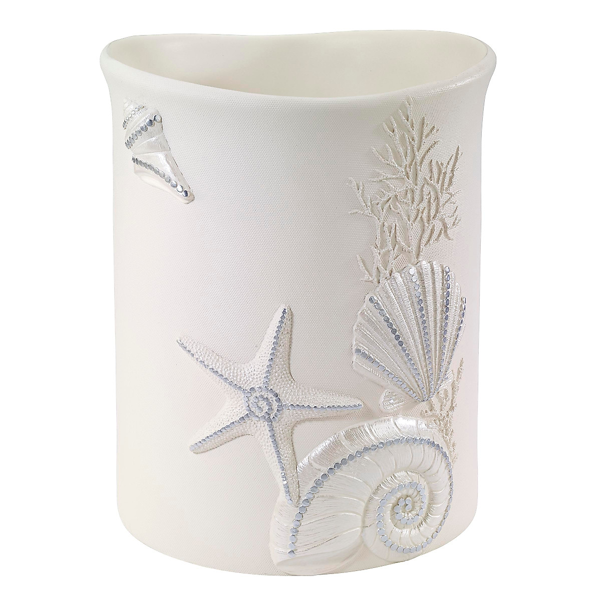 Avanti Linens - Wastebasket, Decorative Trash Can, Seashell Inspired Bathroom Accessories, Guest Bathroom Essentials (Sequin Shells Collection)