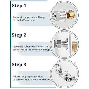 Phivan Commercial Faucet Parts Brass Coupling Flanges 1/2 Inch NPT Female Eccentric Flanged Inlet fits 8 Inch Center Wall Mount Faucets Coupler Replace (2 Pcs)