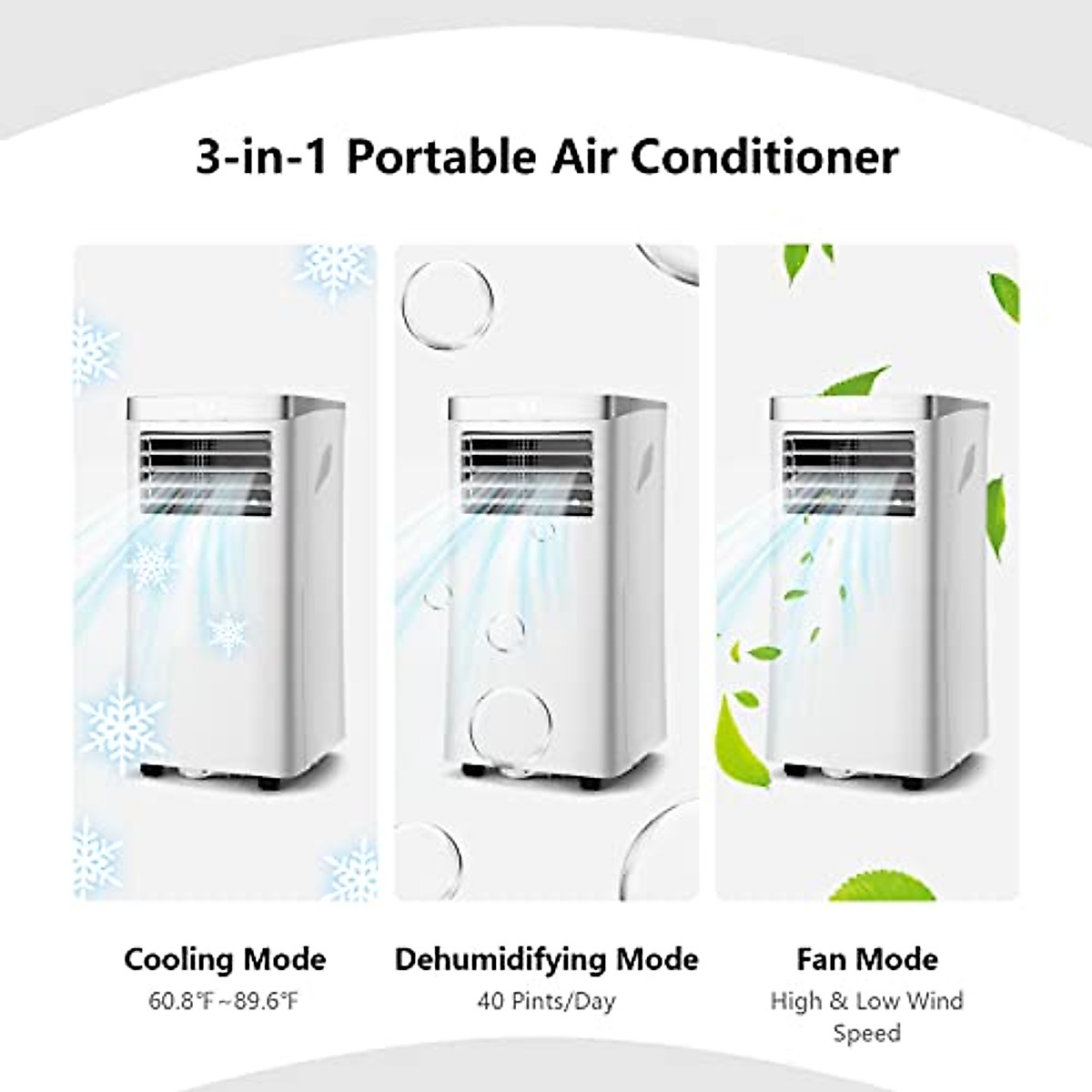 PETSITE Portable Air Conditioner, 8000 BTU AC Cooling Unit with Remote Control, 3-in-1 Air Conditioners with Dehumidifying, Fan & Air Cooler Function, Cools Up to 230 sq.ft