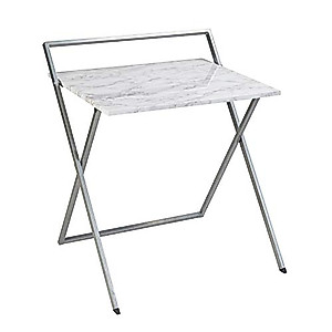 Urban Shop Compact Folding Desk, White Marble