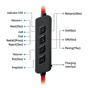 KingYou Bluetooth Earbuds Wireless Sports Headphones Super Comfort in Ear Magnetic Earphones with Built in Microphone Sweatproof for Gym Workout Running Jogging 8 Hours Play time (Red & Black)