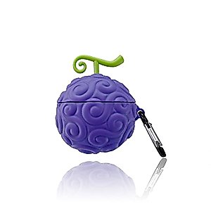 for Airpods 1&2 Case, Cute Funny Cool Soft Silicone,Fashion Anime 3D Character Design,with Safe and Convenient Keychain Very Suitable for Men, Women, Old People, Children (Rubber Fruit)
