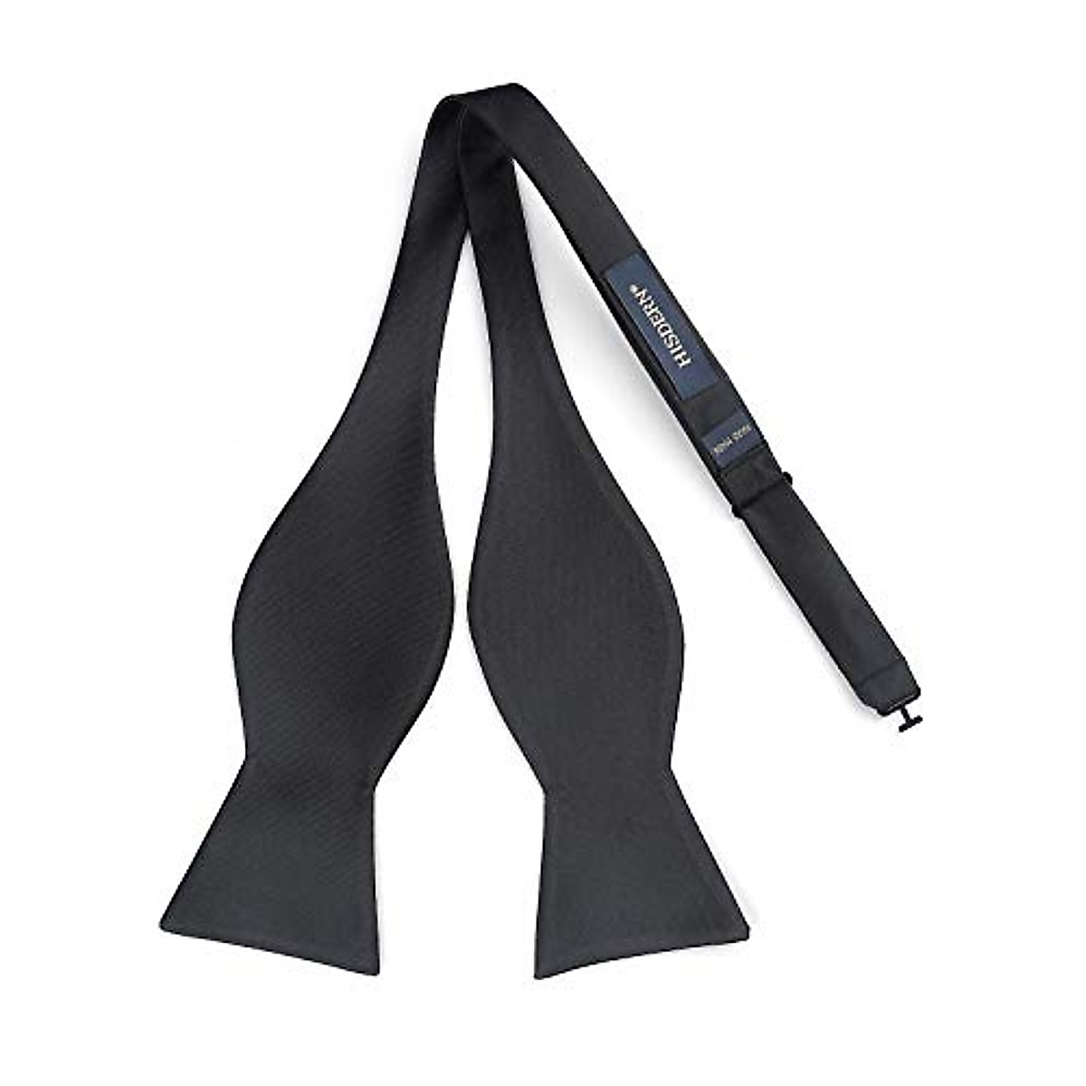 HISDERN Bow Ties for Men Solid Black Self Tie Bow Tie & Pocket Square Set Classic Formal Satin Bow ties for Tuxedo Wedding Party