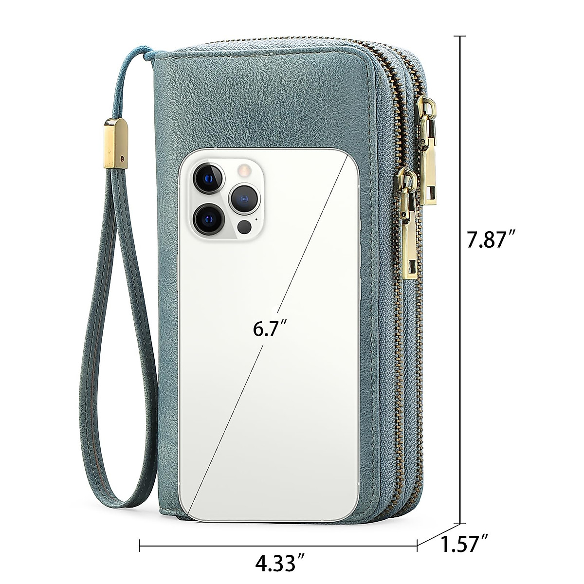 GAEKEAO Wallet for Women Clutch RFID Blocking Leather Wristlet Purse Large Capacity Credit Card Holder with Grip Hand Strap