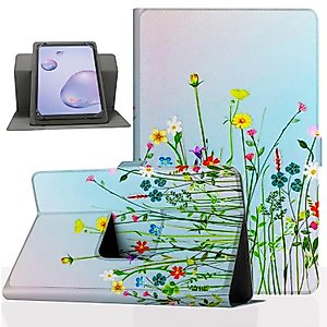 Pudazvi Universal 7.5-9.0 inch Tablet Case,360 Degree Rotatable Kickstand Multiple Viewing Stand Case Cover for 7.9" 8.0" 8.4" 8.9" inch and All 7.5-9.0 Inch Touchscreen Tablet,Flower Grass