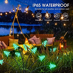 Solar Garden Tree Lights Outdoor Pathway Stake Lights, Christmas Swaying Lights Solar Tree Firefly Lights Waterproof for Yard Porch Graveyard Decor (2Pack)