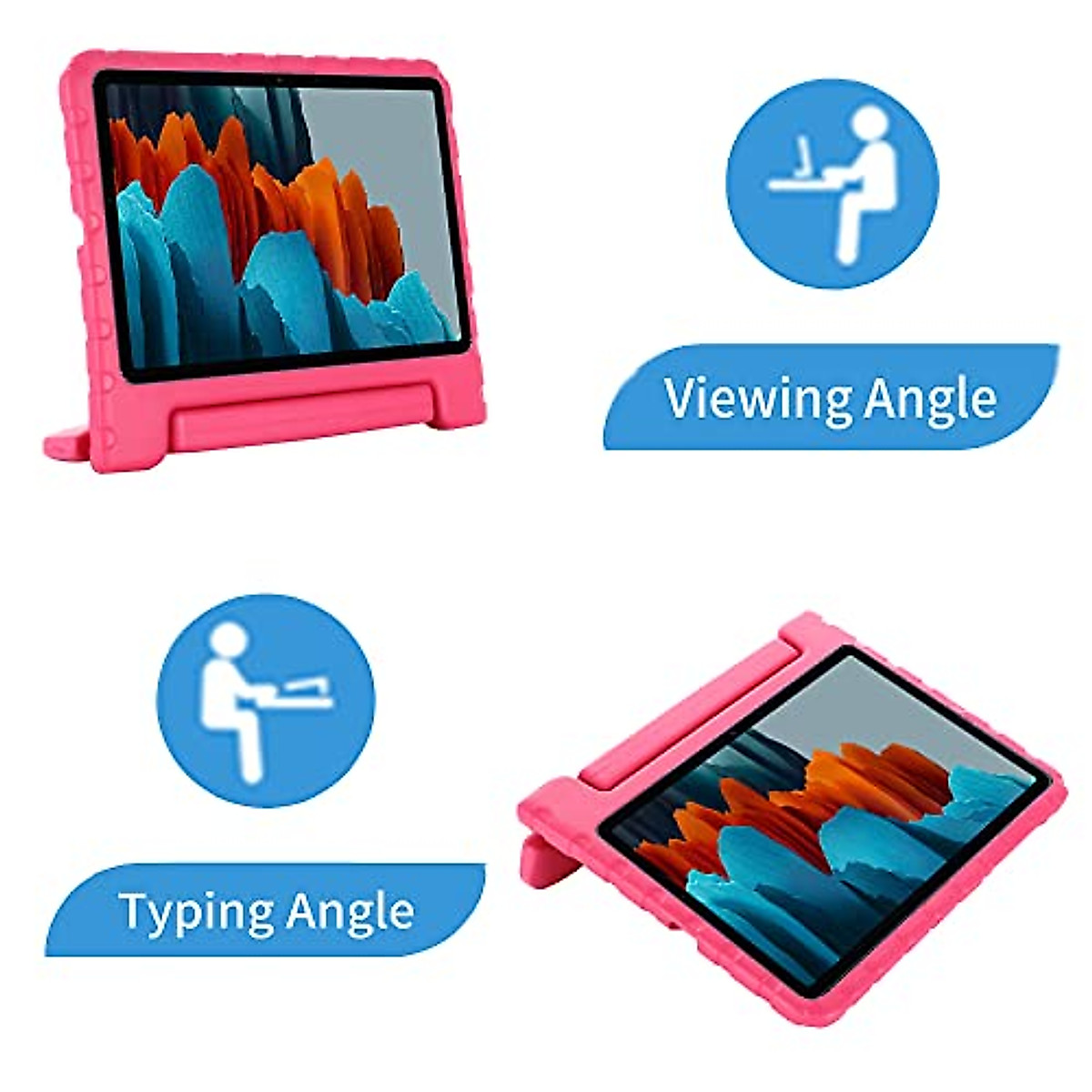 i-original Kids Case for Samsung Galaxy Tab S8/Galaxy Tab S7 11 Inch,SM-X700/X706/T870/T875/T878 Lightweight Convertible Shock Proof Handle Stand Protective Cover (rose)