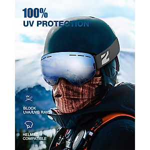 ZIONOR X Ski Snowboard Snow Goggles OTG Design for Men & Women with Spherical Detachable Lens UV Protection Anti-Fog