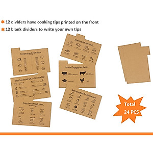 Recipe Card Dividers 4x6 with Tabs (Set of 24) Includes Printed Cooking Tips Recipe Box Dividers Made of Thick Cardstock Best Kitchen Gift (Kraft)